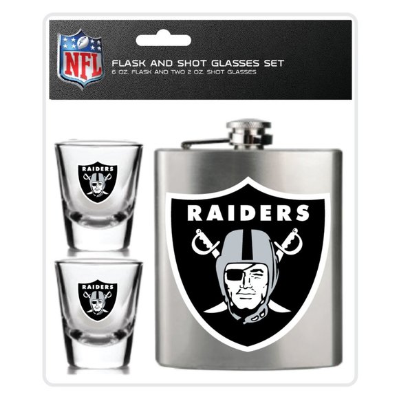 Dining | Nfl Las Vegas Raiders Flask Shot Glasses Set | Poshmark